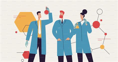 실험실에서 일하고 테스트하고 연구하는 과학자 그룹을 묘사하는 벡터 그림입니다 편집 가능한 획 사진 Unsplash의 개념 이미지