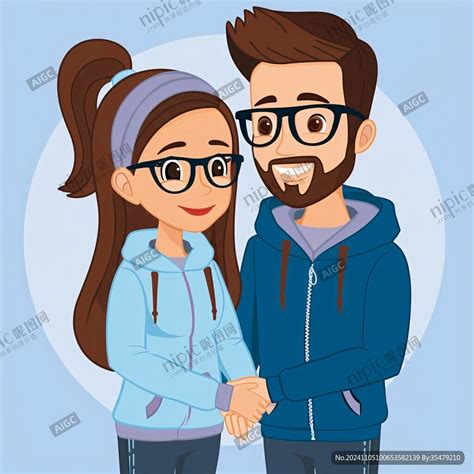 Ai创作图情侣卡通人物 手绘男女情侣 卡通人物卡通情侣 情侣卡通头像创意设计 卡通情侣头像创意设计 扁平人物情侣 男女朋友插画 情侣卡通照