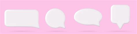 배경에 격리된 현실적인 3d 음성 상자 세트 그림자가 있는 둥근 정사각형 직사각형 타원형 대화 상자의 벡터 그림 소셜 미디어를 위한 빈 흰색 메시지 설명 프레임 무료 벡터