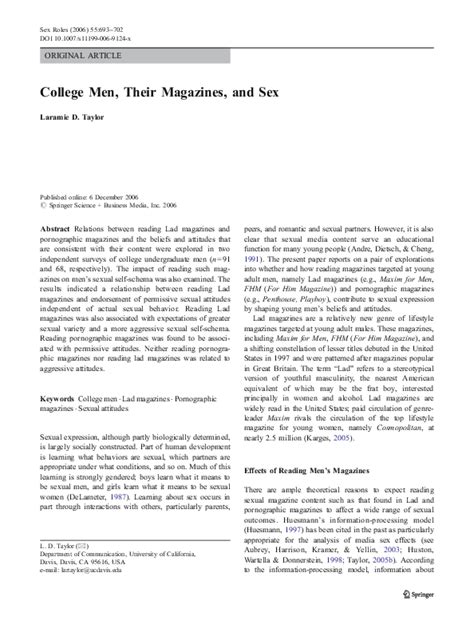 Pdf College Men Their Magazines And Sex