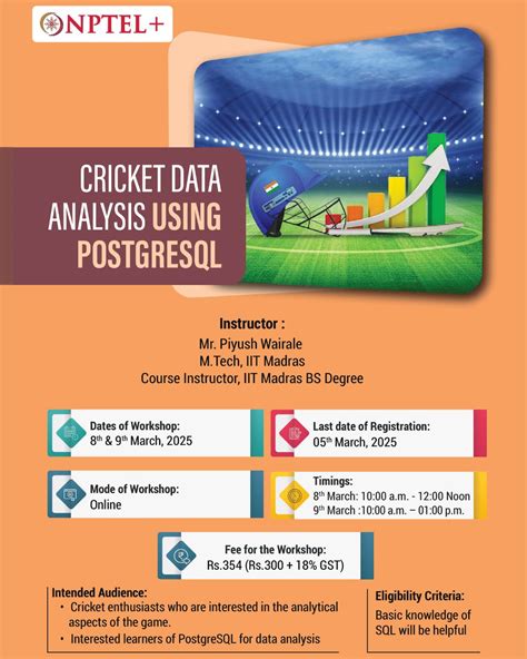 Nptel Nptelindia Cricketdata Dataanalytics Postgresql Cricketstats Sqlfordata