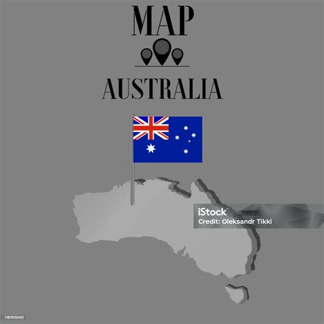 澳大利亞勾勒出世界地圖輪廓剪影與國旗在旗杆向量插圖設計孤立背景物件元素符號從國家設置向量圖形及更多一個物體圖片 一個物體 世界地圖