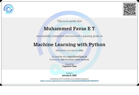 Ibm Ml0101en Certificate Cognitive Class