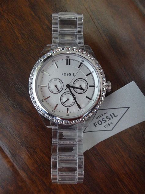Super Rare Unique Fossil Watch With Clear Acrylic Band Fossil