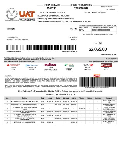 Ficha De Pago Licenciatura Enfermería Pdf Bancario Servicios