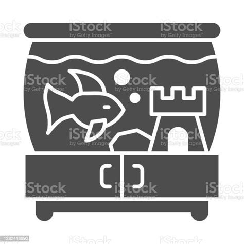 水族館與魚和城堡在基座固體圖示 寵物的概念 水箱與魚標誌在白色背景 水族館與水圖標在字形風格向量圖形向量圖形及更多互聯網圖片 Istock