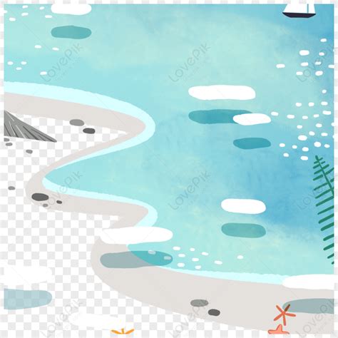 푸른 해변 풍경 일러스트자연비치 의자조경