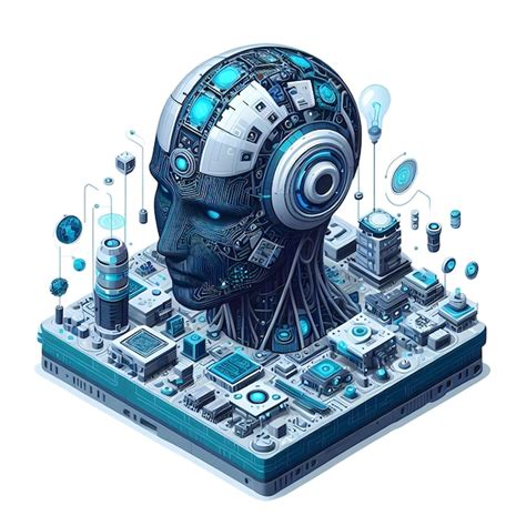 A Futuristic Robot Head With A Visible Brain Inside Showcasing Advanced Technology And