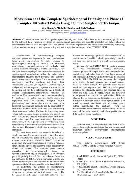 Pdf Measurement Of The Complete Spatiotemporal Intensity And Phase Of Complex Ultrashort