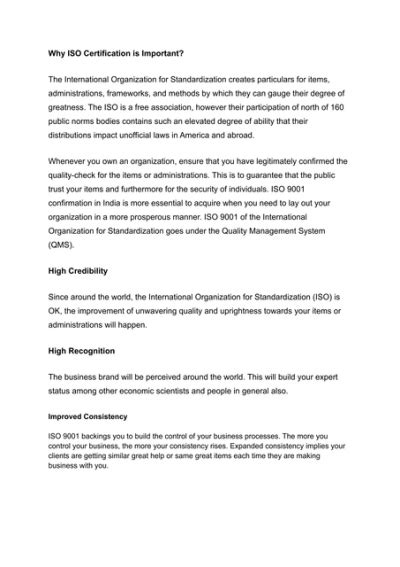 Why Iso Certification Is Important