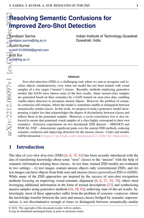 PDF Resolving Semantic Confusions For Improved Zero Shot Detection