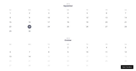 React Scroll Calendar Examples CodeSandbox