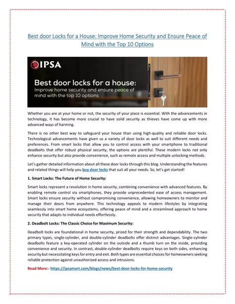 Ppt Best Door Locks For A House Improve Home Security And Ensure