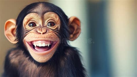 A Close Up Of A Monkey With Big Teeth Smiling Ai Stock Image Image