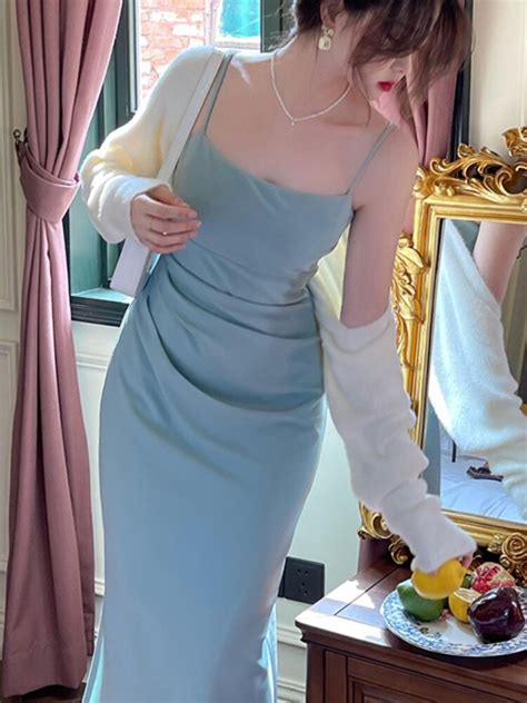 Summer Women Elegant Sexy Satin Long Dress Spaghetti Strap Sleeveless