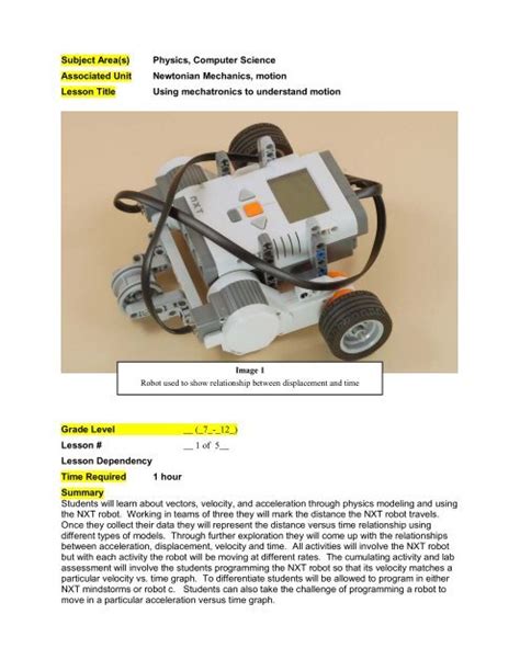 Lesson Plan Mechatronics