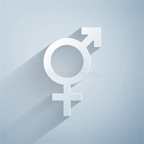 Paper Cut Gender Icon Isolated On Grey Background Symbols Of Men And