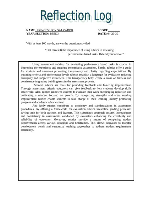 Reflection Log 2 Pdf