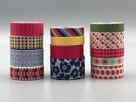 Colorful Washi Tape Samples 24 Geometric And Floral Designs Etsy