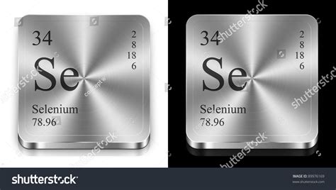 Selenium Element Of The Periodic Table Two Metal Web Buttons Stock