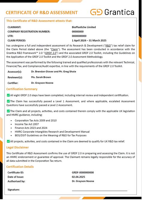Assessment Certification Grantica