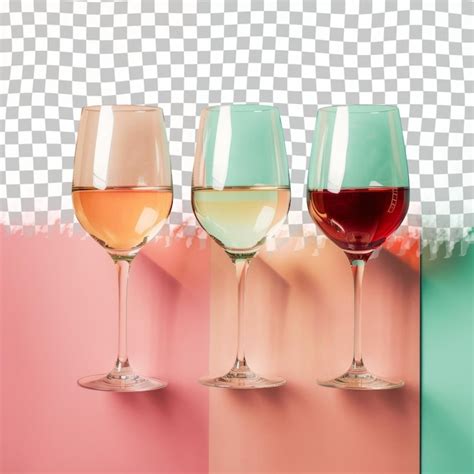Premium Psd Three Wine Glasses With Different Colors And One Of Them