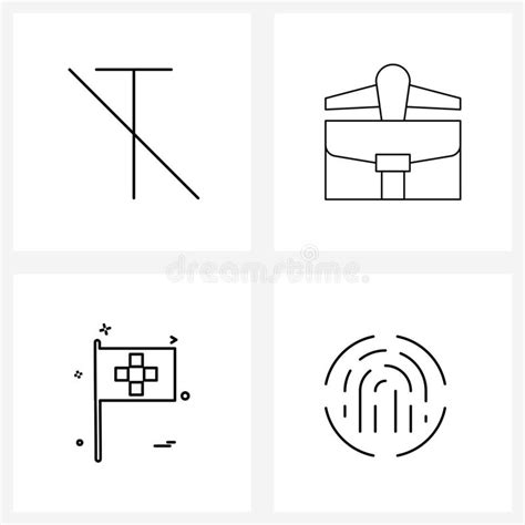 Pakket Van Vier Universele Lijnpictogrammen Voor Webapplicaties Vlag