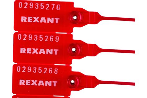 Номерная пломба для опечатывания REXANT пластиковая 220 мм красная 50 ...