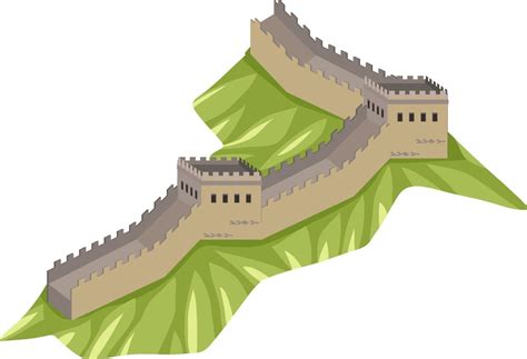 Gran Muralla China En Estilo De Dibujos Animados Aislado 2860865 Vector
