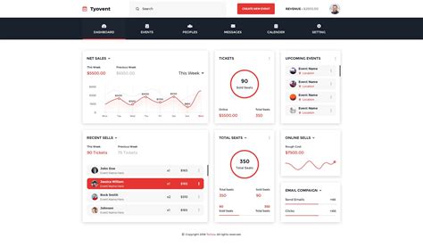 Tyovent Event Management Dashboard Psd Template Event Management