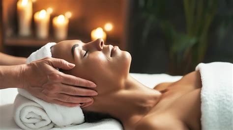 Premium Photo Attractive Woman Enjoying Facial Massage At Spa Salon