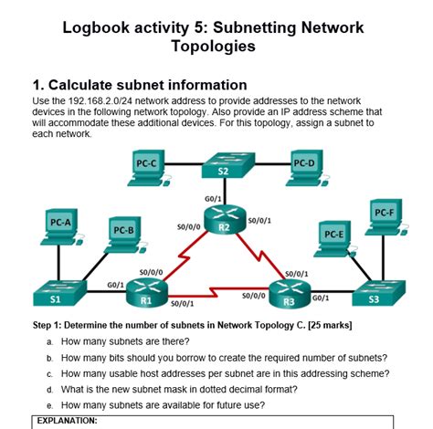 Solved Logbook Activity Subnetting Network Topologies Chegg
