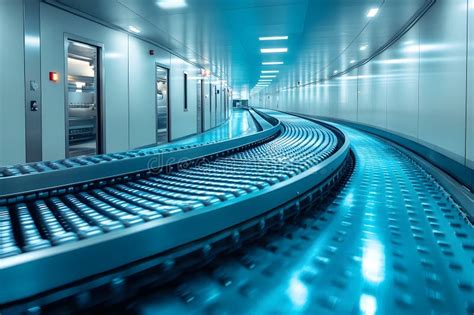 modern industrial conveyor system in futuristic facility design for