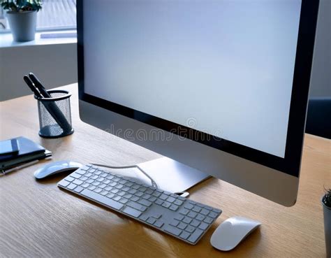 Desktop Computer Setup Including Accessories Like Keyboard And Mouse