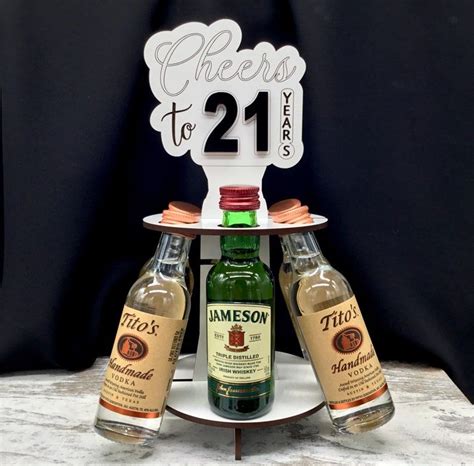 21st Birthday T For Her Cheers To 21 Years Mini Liquor Bottle Stand