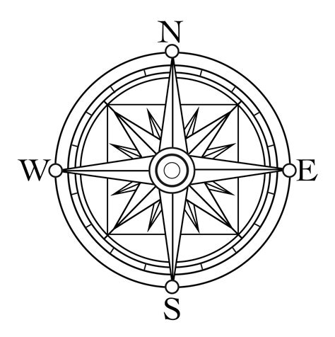 Compass Rose Coloring Pages Compass Drawing Compass Tattoo Rose