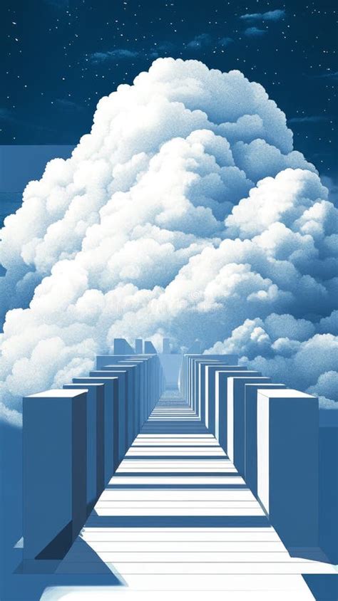 Conceptual Cloud Pathway Through Data Representation And Information Visualization In A Blue Sky