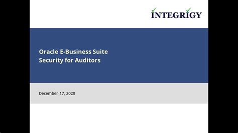 Oracle E Business Suite Security For Auditors Youtube