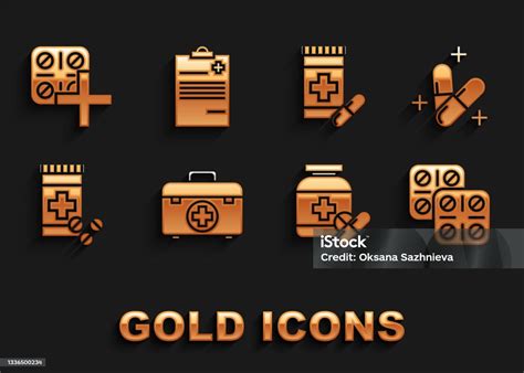 응급 처치 키트 의약품 알약 또는 태블릿 알약 물집 팩 병 및 알 약 임상 기록 아이콘의료 클립보드를 설정합니다 벡터 0명에 대한 스톡 벡터 아트 및 기타 이미지 Istock