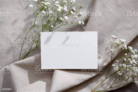 베이지색 배경에 빈 종이 카드 템플릿 미적 최소 비즈니스 브랜딩 인사말 카드 청첩장 모형 플랫레이 복사 공간 0명에 대한 스톡