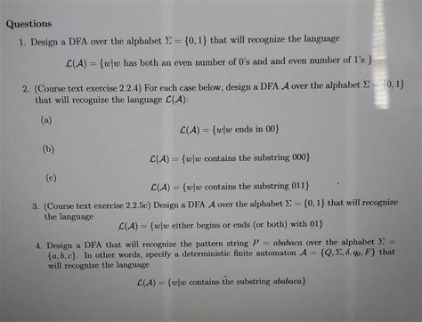 solved questions 1 design a dfa over the alphabet s {0 1}