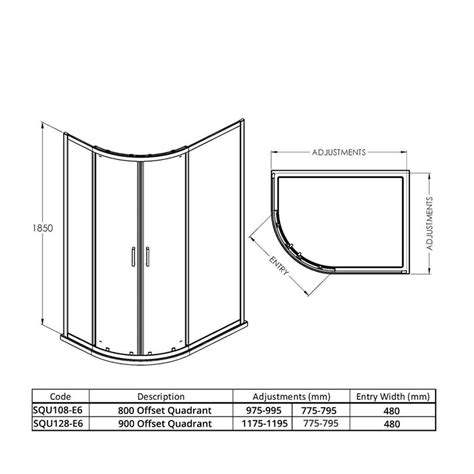 Nuie Rene 6mm Satin Chrome Offset Quadrant Shower Enclosure Bathlab