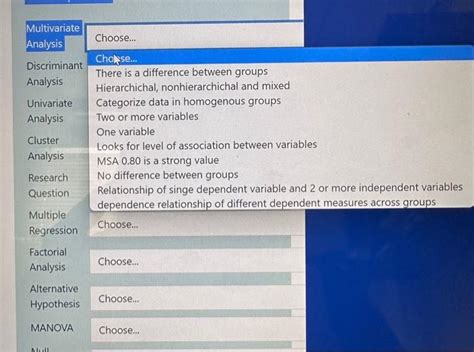 Solved Multivariate Analysis Discriminant Choose
