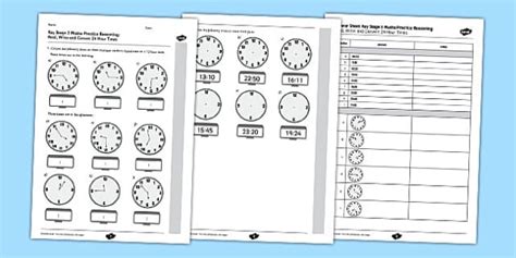 Junior Reasoning Test Practice Read Write And Convert Hour Times