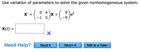 solved use variation of parameters to solve the given nonhomogeneous