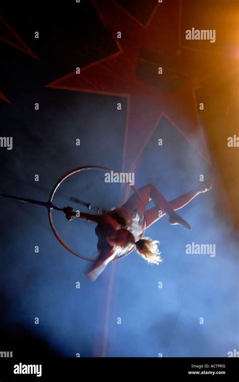 Circus Acrobat Performer Using Aerial Hoop Also Known As Cerceau Or