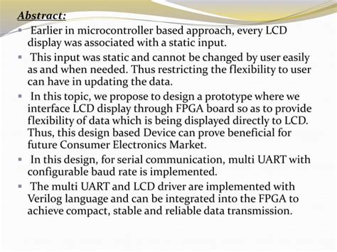 lcd module interface with xilinx software using verilog pptx
