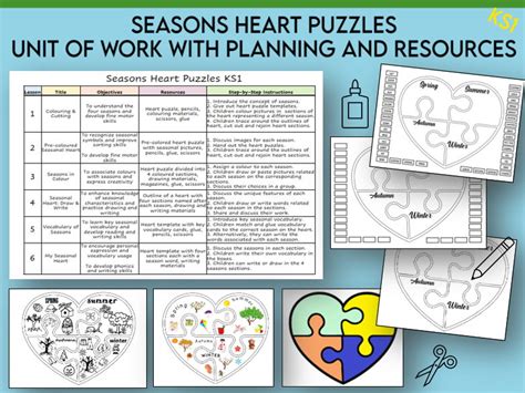 Seasons Heart Puzzles For Ks Teaching Resources