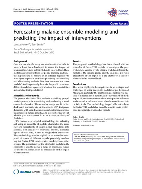 Pdf Forecasting Malaria Ensemble Modelling And Predicting The Impact