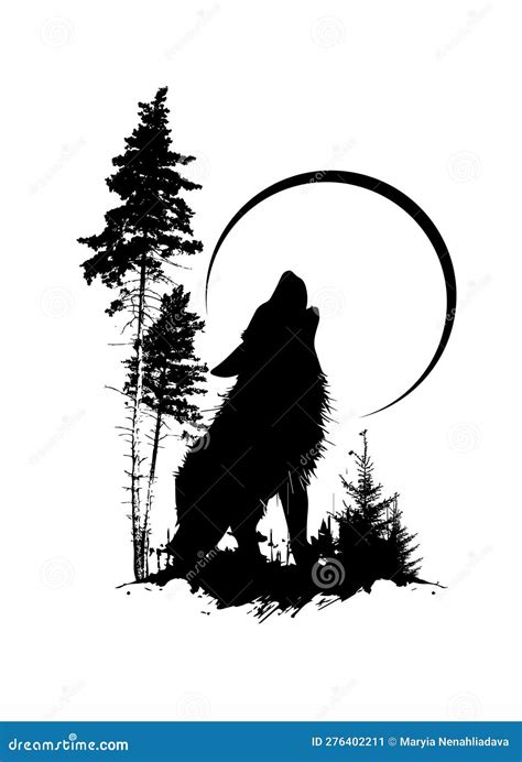 The Wolf Howls At The Moon Graphics Tattoo T Shirt Print Vector